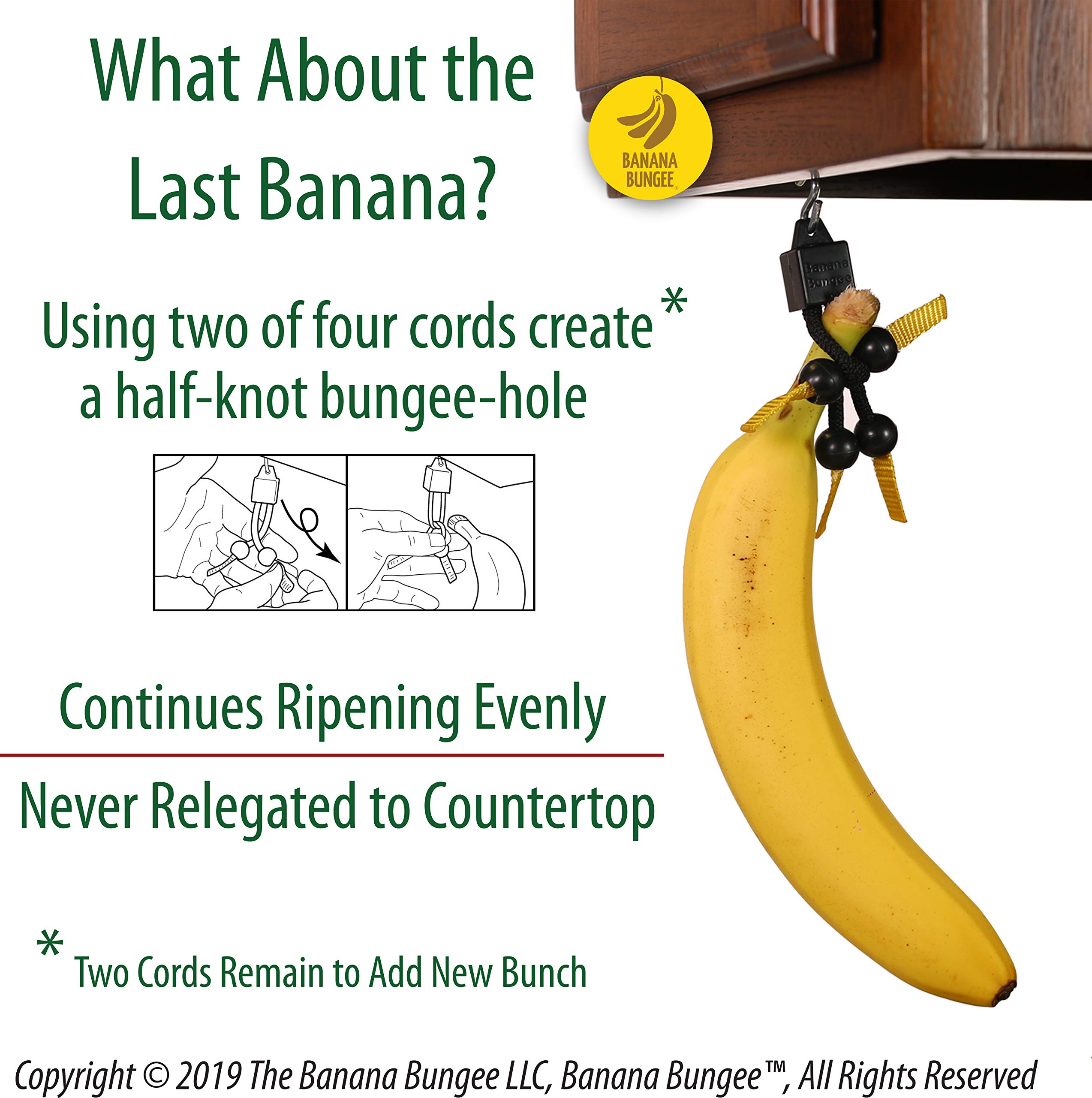 Banana Bungee Black Banana Holder Gadget, Made in USA; Holds Multiple Bunches or Single Bananas