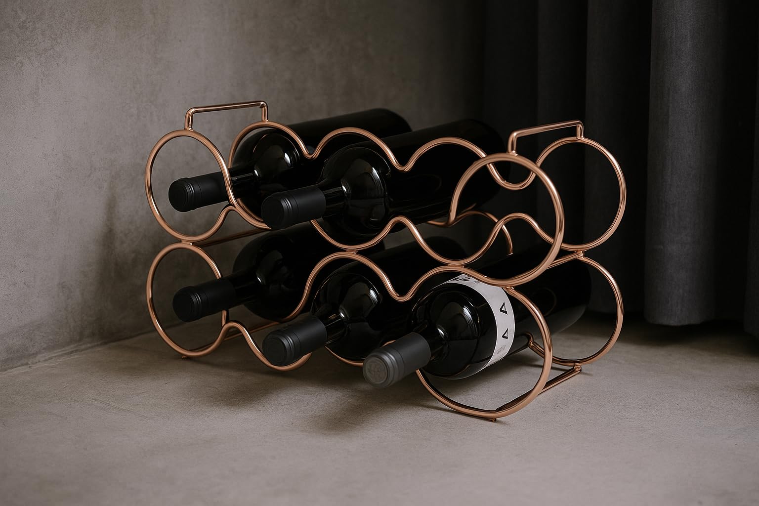 Rose Gold Stackable Table Top Wine Rack Bottle Holder Each Holds 4 Bottles - Keeps Bottles of Wine Horizontal to Prevent Oxidation