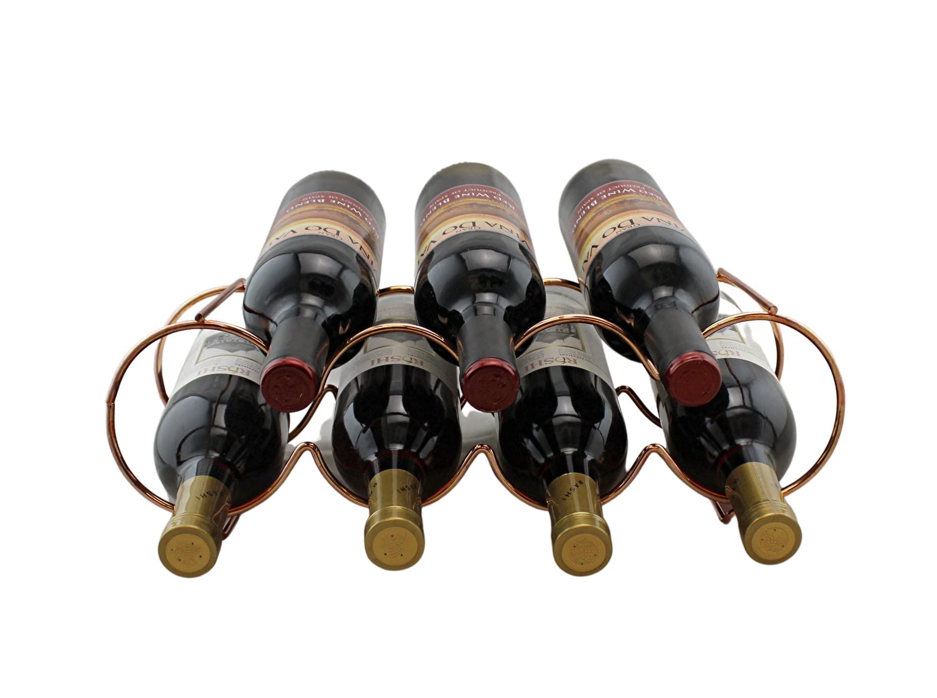 Rose Gold Stackable Table Top Wine Rack Bottle Holder Each Holds 4 Bottles - Keeps Bottles of Wine Horizontal to Prevent Oxidation