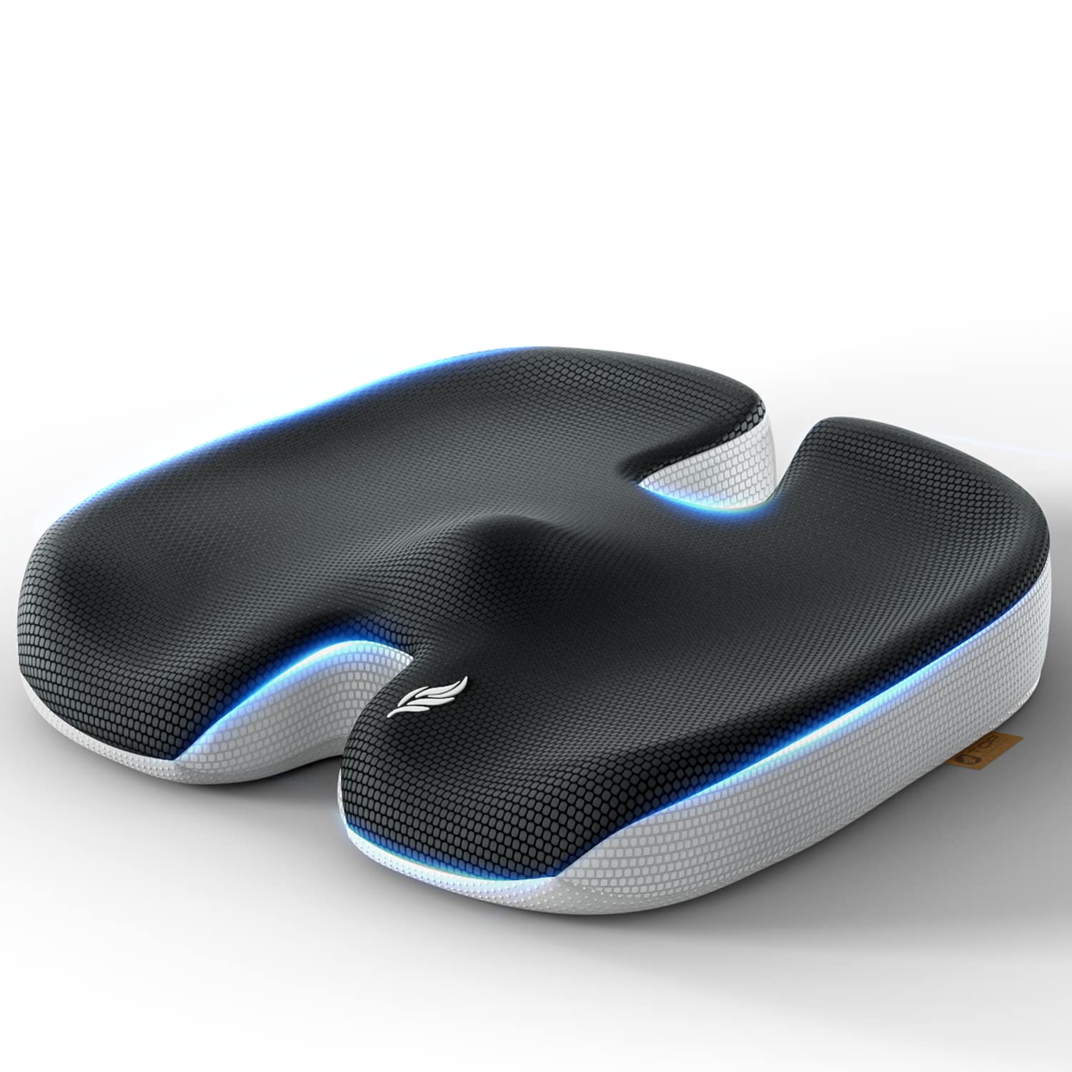 TOP COMFORT Orthopedic Patented Seat Cushion, Develop & Designed by Doctor for Sciatica, Coccyx, Back & Tailbone Pressure & Pain Relief Memory Foam & Gel Pillow for Office, Car, Desk Chair (Black)