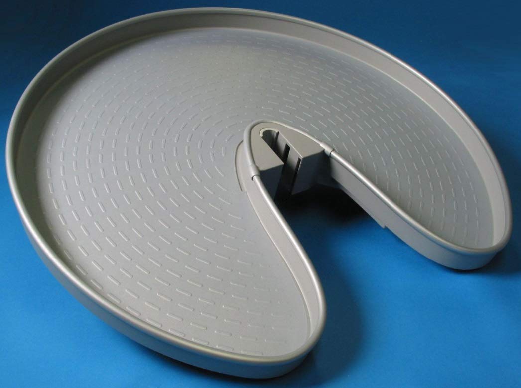 Pro-Arc The New Generation of 3/4 Kidney 2-Shelf Lazy Susan Set with Durable Anti-Slip Spider-Web Structured Rigid Ergonomically Designed Gray Trays (32 INCH)