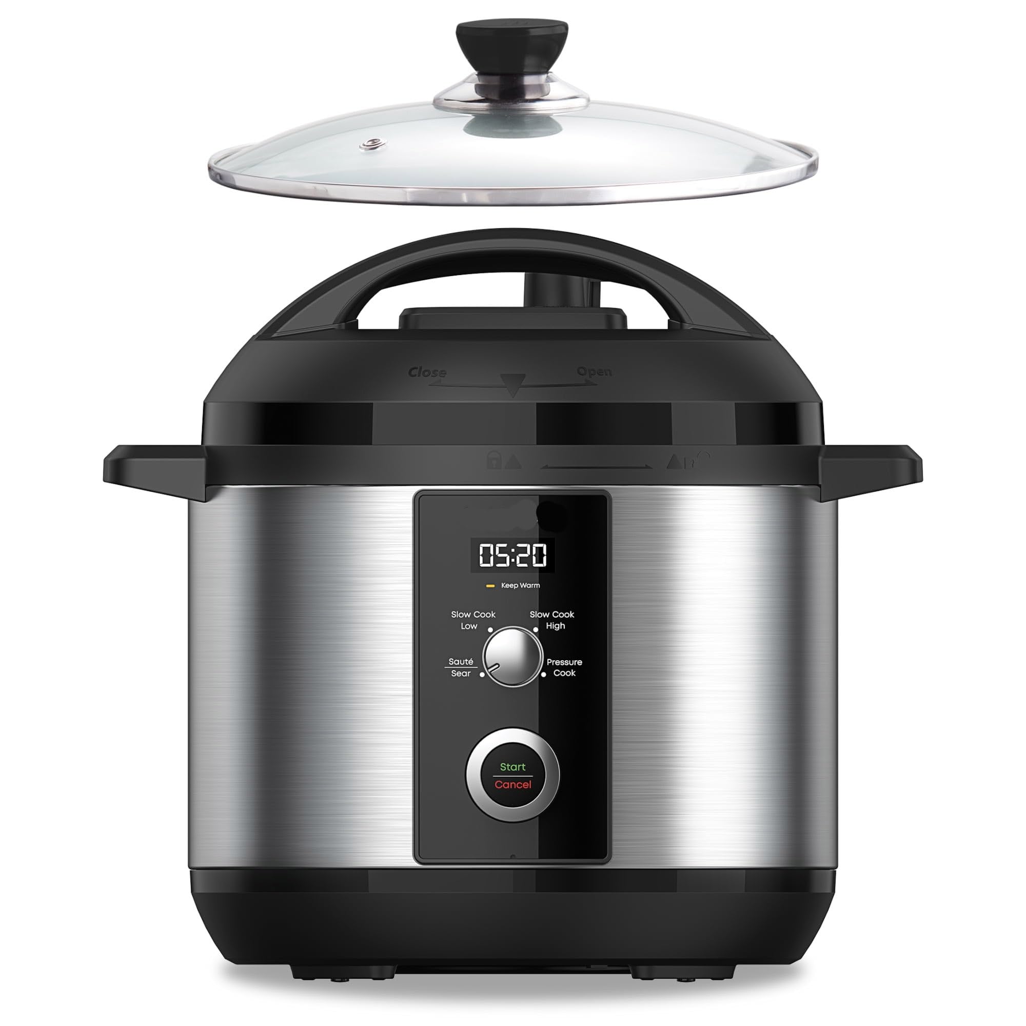 6QT Easy 3-in-1 Slow Cooker, Pressure Cooker, and Sauté Pot, Versatile Family Cooking, Black
