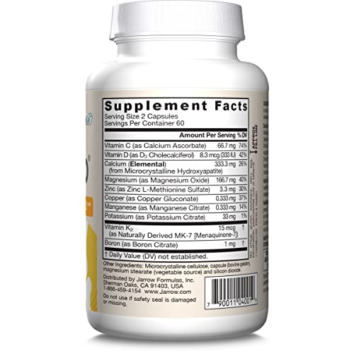 Jarrow Formulas BoneUp - 120 Capsules - Micronutrient Formula for Bone Health - Supplement Includes Natural Sources of Vitamin D3, Vitamin K2 (as MK-7) & Calcium - 60 Servings (Packaging May Vary)