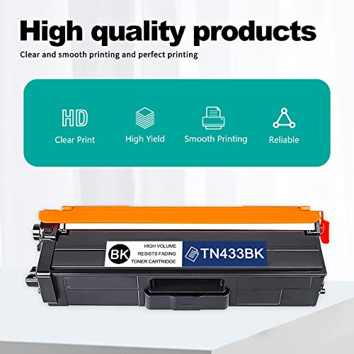 TN-433BK TN433BK Compatible 𝐇𝐢𝐠𝐡 𝐘𝐢𝐞𝐥𝐝 Toner Cartridge NUCA Replacement for Brother TN-433BK HL-L8360CDWT HL-L9310CDW HL-L8260CDW HL-L8360CDW Printer Ink Cartridge (2 Pack, Black)