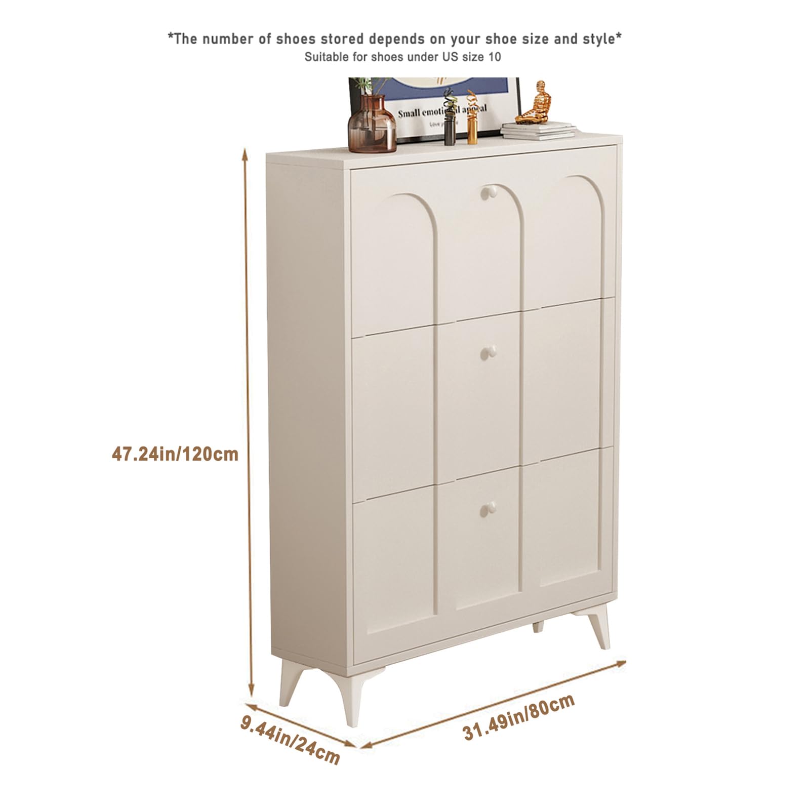 Modern Shoe Cabinet with 3 Flip Drawers,Adjustable Slim Freestanding Narrow Shoe Rack Tipping Bucket Shoe Cabinet with Door Open Shelves for Entryway