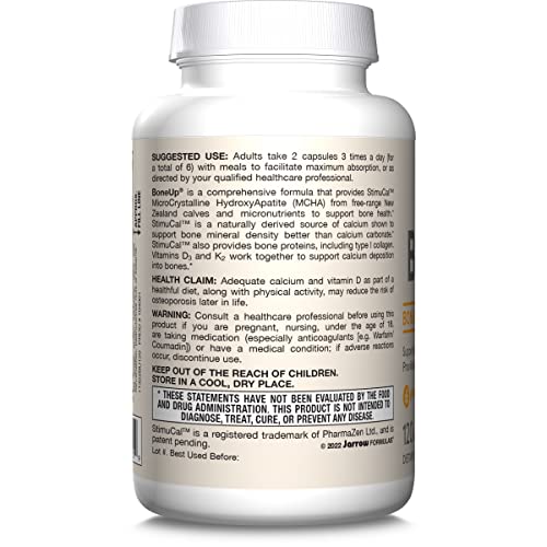 Jarrow Formulas BoneUp - 120 Capsules - Micronutrient Formula for Bone Health - Supplement Includes Natural Sources of Vitamin D3, Vitamin K2 (as MK-7) & Calcium - 60 Servings (Packaging May Vary)