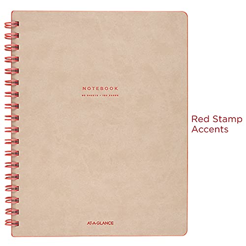 AT-A-GLANCE Notebook, Twinwire, Ruled, 80 Sheets, 9-1/2 x 7-1/4", Collection, Tan/Red (YP14007)