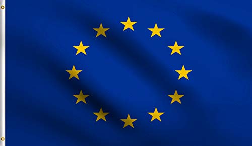 DMSE European Union EU 12 Golden Stars Flag 3X5 Ft Foot 100% Polyester 100D Flag UV Resistant (3'X5' Ft Foot)