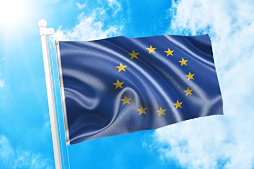 DMSE European Union EU 12 Golden Stars Flag 3X5 Ft Foot 100% Polyester 100D Flag UV Resistant (3'X5' Ft Foot)