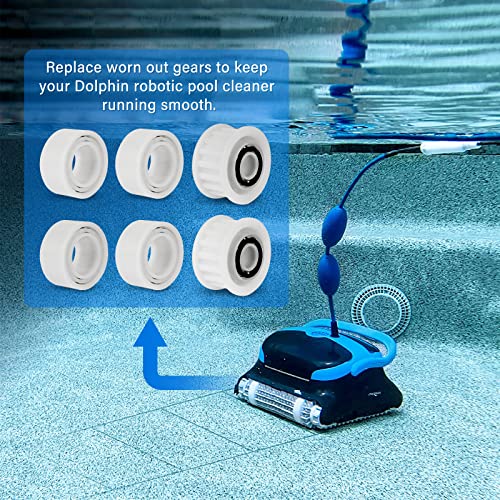 Guide Wheels 4 Pack with 2 Pack Pulley Gears Replacement Parts 3884997-R6 Compatible with Maytronics Dolphin,Nautilus CC Plus Fits M200/M400/M500 &Dx3/Dx4/Dx6 Premier Pool Cleaner Accessories