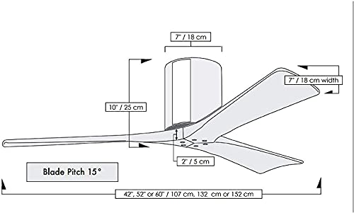 Matthews IR3H-WH-MWH-42 Irene Indoor/Outdoor Damp Rated 42" Flush Mount Ceiling Fan with Remote & Wall Control, 3 Matte White Solid Wood Blades, Gloss White