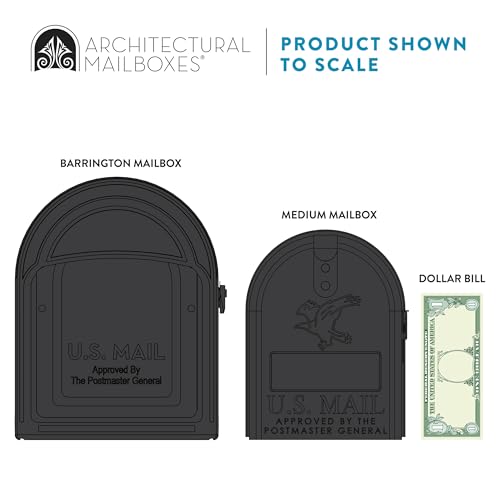 Architectural Mailboxes Barrington Galvanized Steel Post Mount Mailbox, Compatibility Code F, 7900-1B-R-10, Black, Large Capacity