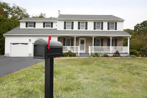Architectural Mailboxes Barrington Galvanized Steel Post Mount Mailbox, Compatibility Code F, 7900-1B-R-10, Black, Large Capacity