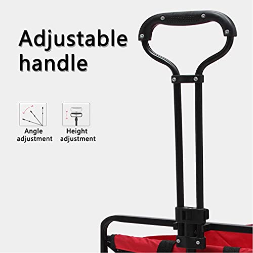 Collapsible Folding Wagon, Collapsible Utility Wagon, Outdoor Folding Cart Heavy Duty with All Terrain Wheels, Garden Cart with Safety Buckle and Side