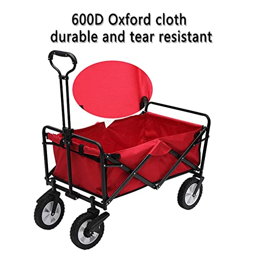 Collapsible Folding Wagon, Collapsible Utility Wagon, Outdoor Folding Cart Heavy Duty with All Terrain Wheels, Garden Cart with Safety Buckle and Side