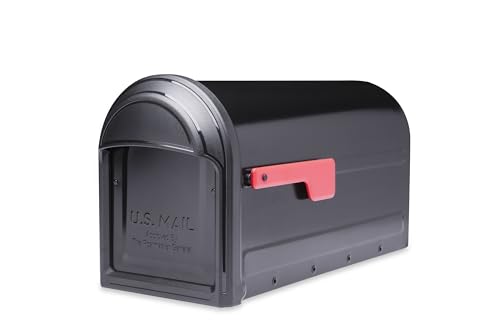 Architectural Mailboxes Barrington Galvanized Steel Post Mount Mailbox, Compatibility Code F, 7900-1B-R-10, Black, Large Capacity
