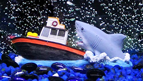 Penn-Plax Jaws Officially Licensed Aquarium Decoration – Boat Attack – Safe for Freshwater and Saltwater Fish Tanks – Small