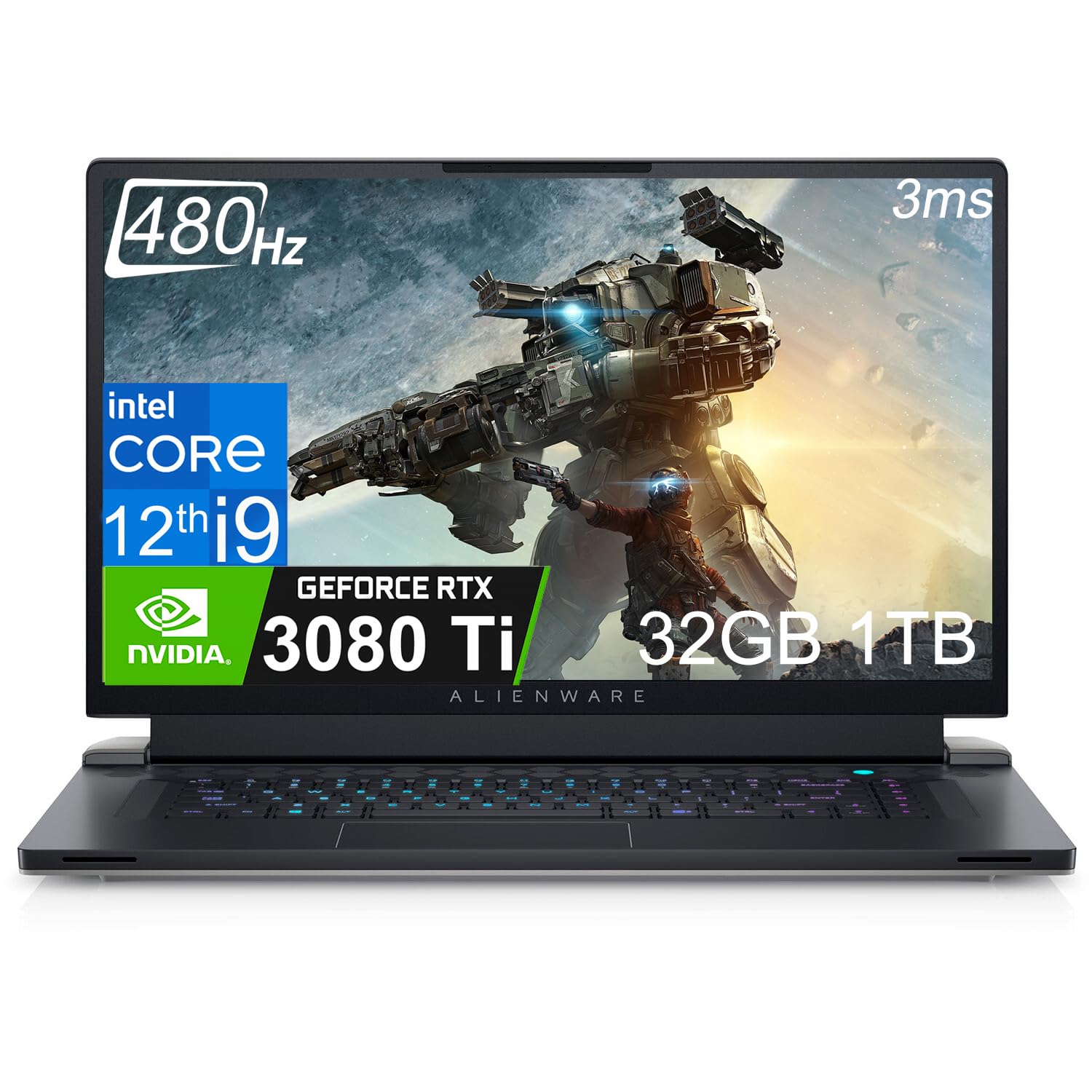 Alienware x17 R2 Gaming Laptop (2023) 17.3" 480Hz FHD (Intel 20-Core i9-12900H, 32GB DDR5 RAM, 1TB PCIe SSD, NVIDIA GeForce RTX 3080 Ti 16GB) Per-key RGB Backlit, Thunderbolt, Win 11 Home, Lunar Light