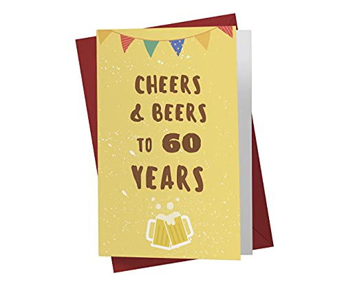 Funny 60th Birthday Card ā Funny 60 Years Old Anniversary Card ā Happy 60th Birthday Card ā Beer 60th Birthday Card ā with A Red Envelope