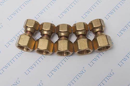 LTWFITTING Brass 1/2" OD x 3/8" OD Flare Forged Reducing Swivel Nut Union Tube Fitting(Pack of 5)