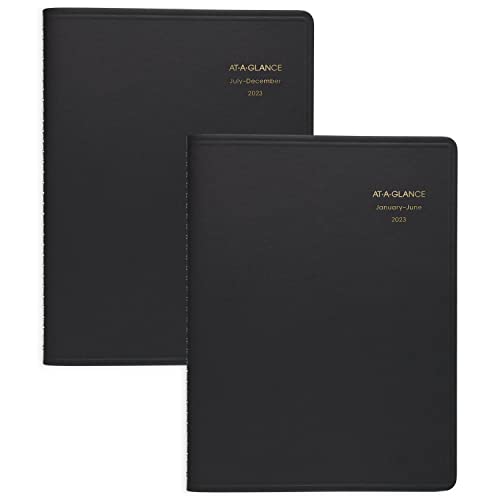 AT-A-GLANCE 2023 Daily Eight Person Appointment Book, Quarter-Hourly, 8-1/2" x 11", Large, Black, 2 Volume Set (7021271)