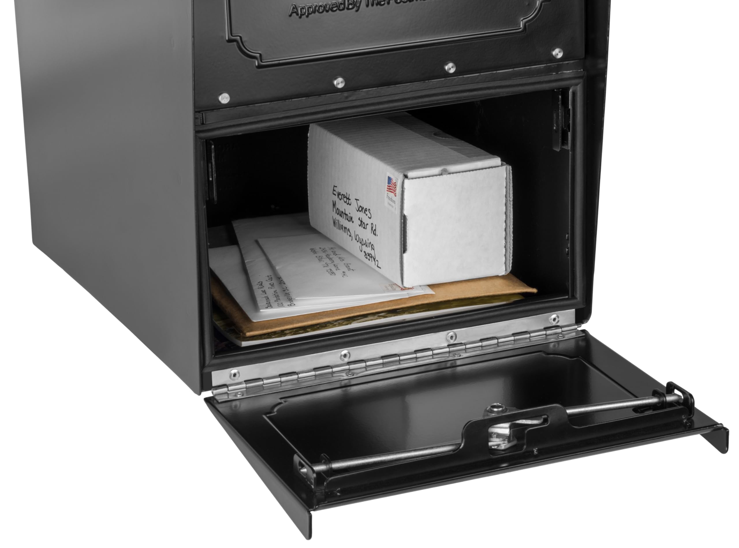 Architectural Mailboxes Oasis TriBolt Galvanized Steel, Locking Post Mount Mailbox, Compatibility Code H, 620020B-10, Black, Extra Large Capacity