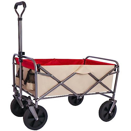 ccko Wagon Cart Collapsible Wagon Foldable Wagon Utility Wagon Folding Wagon Beach Wagon Beach Trolley Cart Large Capacity Wagons (Silver)
