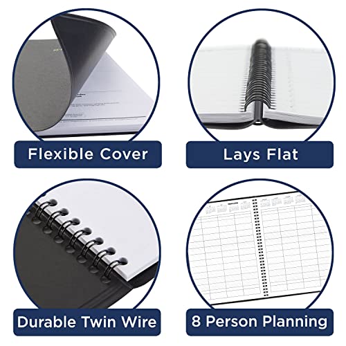 AT-A-GLANCE 2023 Daily Eight Person Appointment Book, Quarter-Hourly, 8-1/2" x 11", Large, Black, 2 Volume Set (7021271)