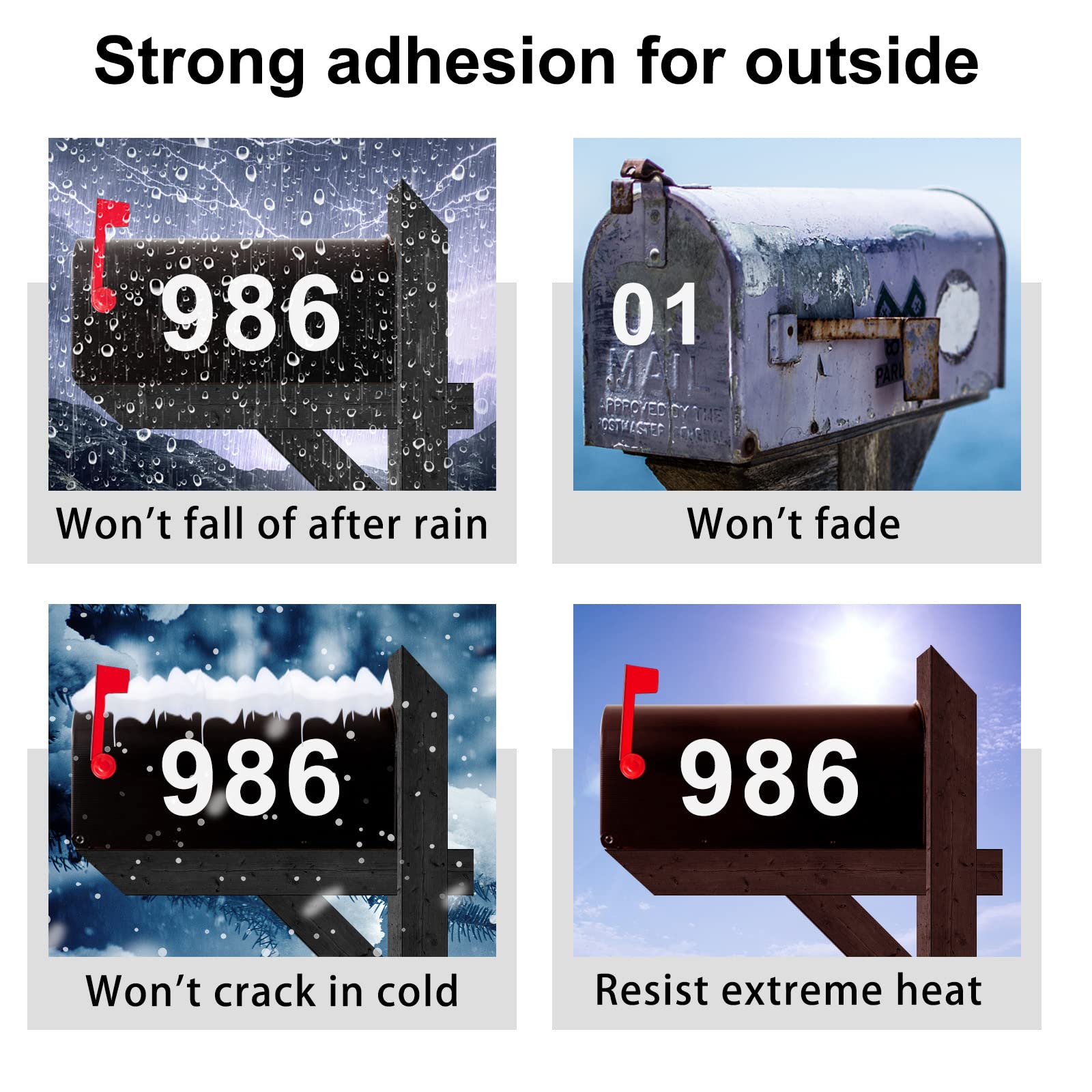 Mailbox Numbers for Outside, 50 Pcs Reflective Number Stickers with Sticky Tab for Easy Backing Separation, Pre-cut for Effortless Align, Strong Self Adhesive Vinyl Address Numbers for Houses (3 inch)