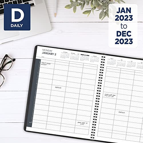 AT-A-GLANCE 2023 Daily Eight Person Appointment Book, Quarter-Hourly, 8-1/2" x 11", Large, Black, 2 Volume Set (7021271)