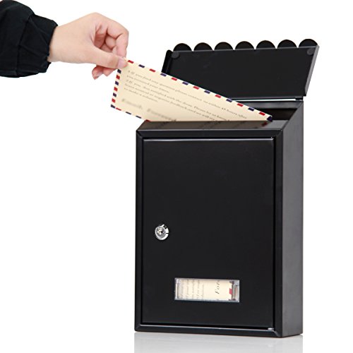 Jssmst Mailboxes Wall Mount with Key Lock β Small Metal Mailboxes Horizontal, 12.4 x 8.3 x 3.05 Inch, Black New