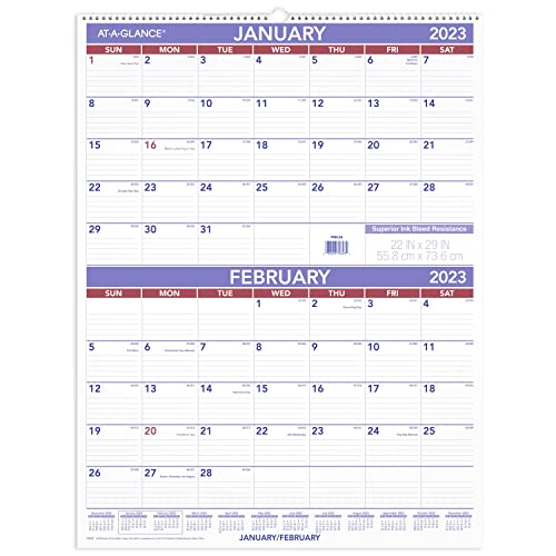 AT-A-GLANCE 2023 Wall Calendar, 22" x 29", Large, 2 Month Reference (PM928)