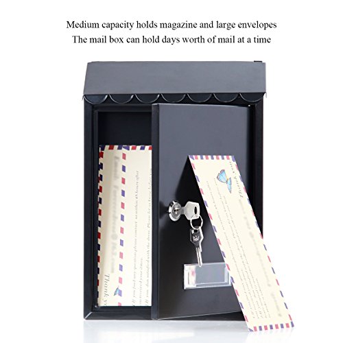 Jssmst Mailboxes Wall Mount with Key Lock β Small Metal Mailboxes Horizontal, 12.4 x 8.3 x 3.05 Inch, Black New