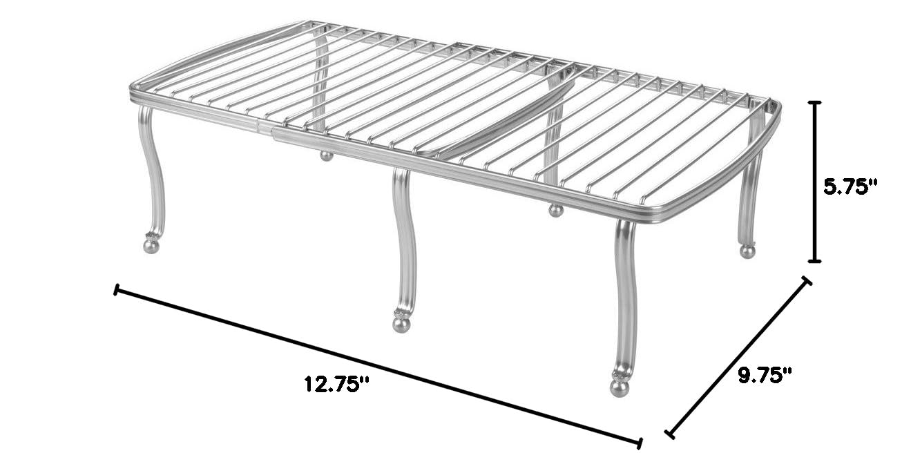iDesign York Metal Free Standing Expandable Shelf for Storage in Kitchen, Pantry, Cabinet, Bathroom, Office, Craft Room, 12.75"-22.75" x 9.75" x 5.75" - Silver
