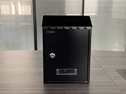 Jssmst Mailboxes Wall Mount with Key Lock β Small Metal Mailboxes Horizontal, 12.4 x 8.3 x 3.05 Inch, Black New