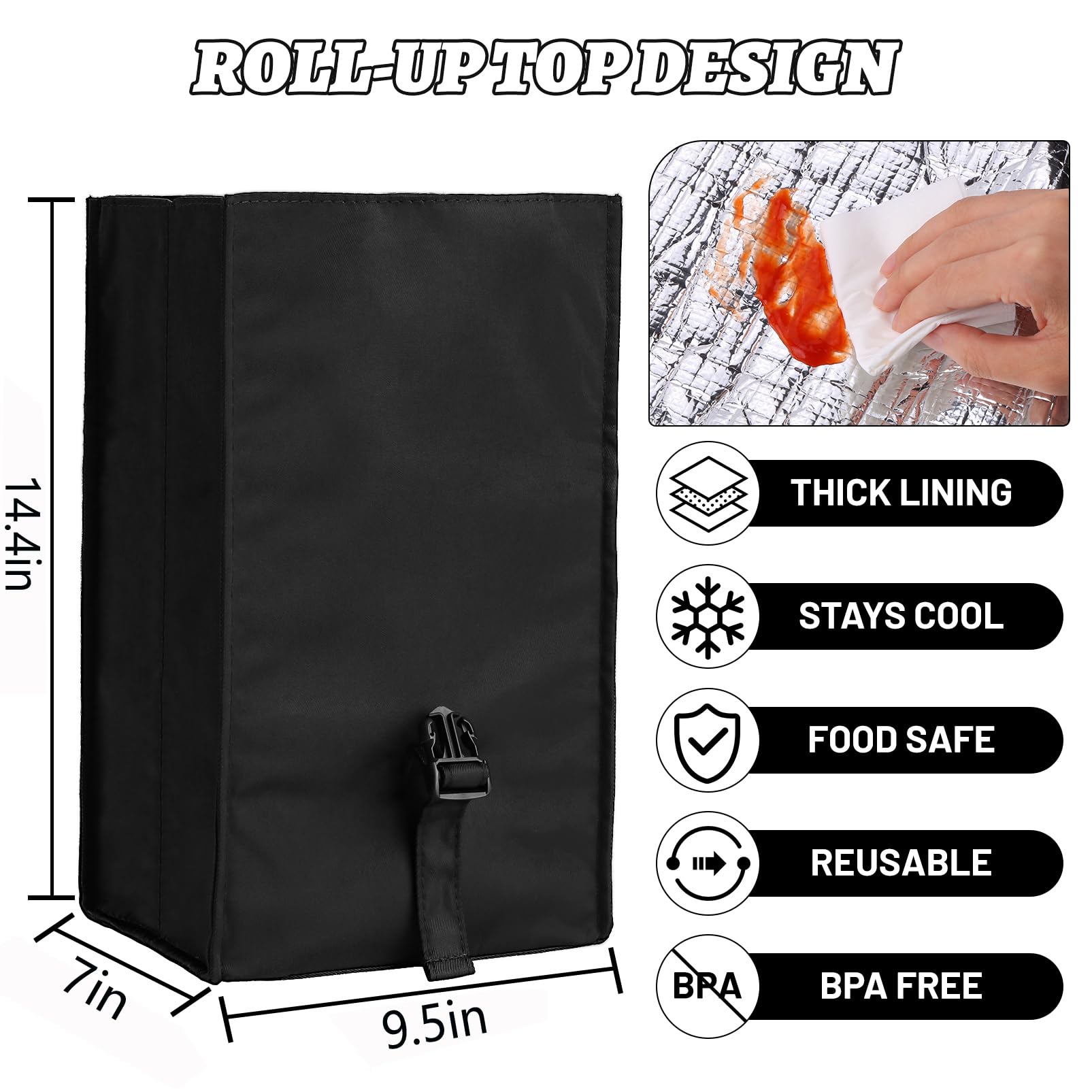 ZM-YOUTOO Insulated Lunch Bag Thermal Foldable Lunch Box with Adjustable Shoulder Strap for Men, Adults, Women Office, Work, Picnic Hiking Beach