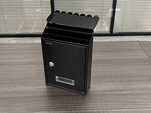 Jssmst Mailboxes Wall Mount with Key Lock β Small Metal Mailboxes Horizontal, 12.4 x 8.3 x 3.05 Inch, Black New
