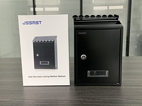 Jssmst Mailboxes Wall Mount with Key Lock β Small Metal Mailboxes Horizontal, 12.4 x 8.3 x 3.05 Inch, Black New