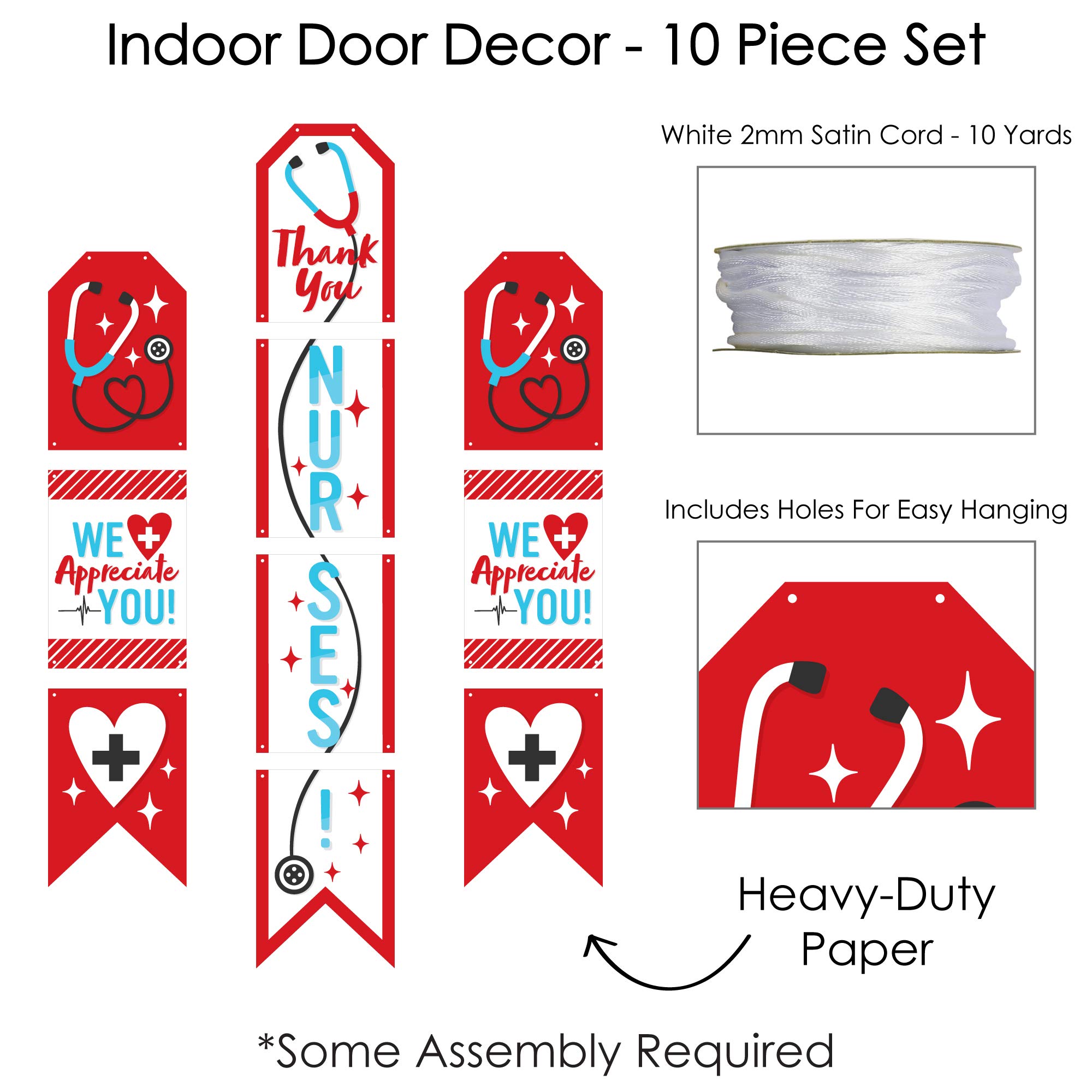 Big Dot of Happiness Thank You Nurses - Hanging Vertical Paper Door Banners - Nurse Appreciation Week Wall Decoration Kit - Indoor Door Decor