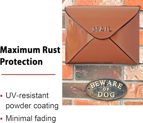 NACH Wall Mount Mailboxes for Outside, 12.5 x 5 x 10 inch Terracotta Wall Mailboxes for Outside, Waterproof Mailboxes for Outside - Envelope Mailbox