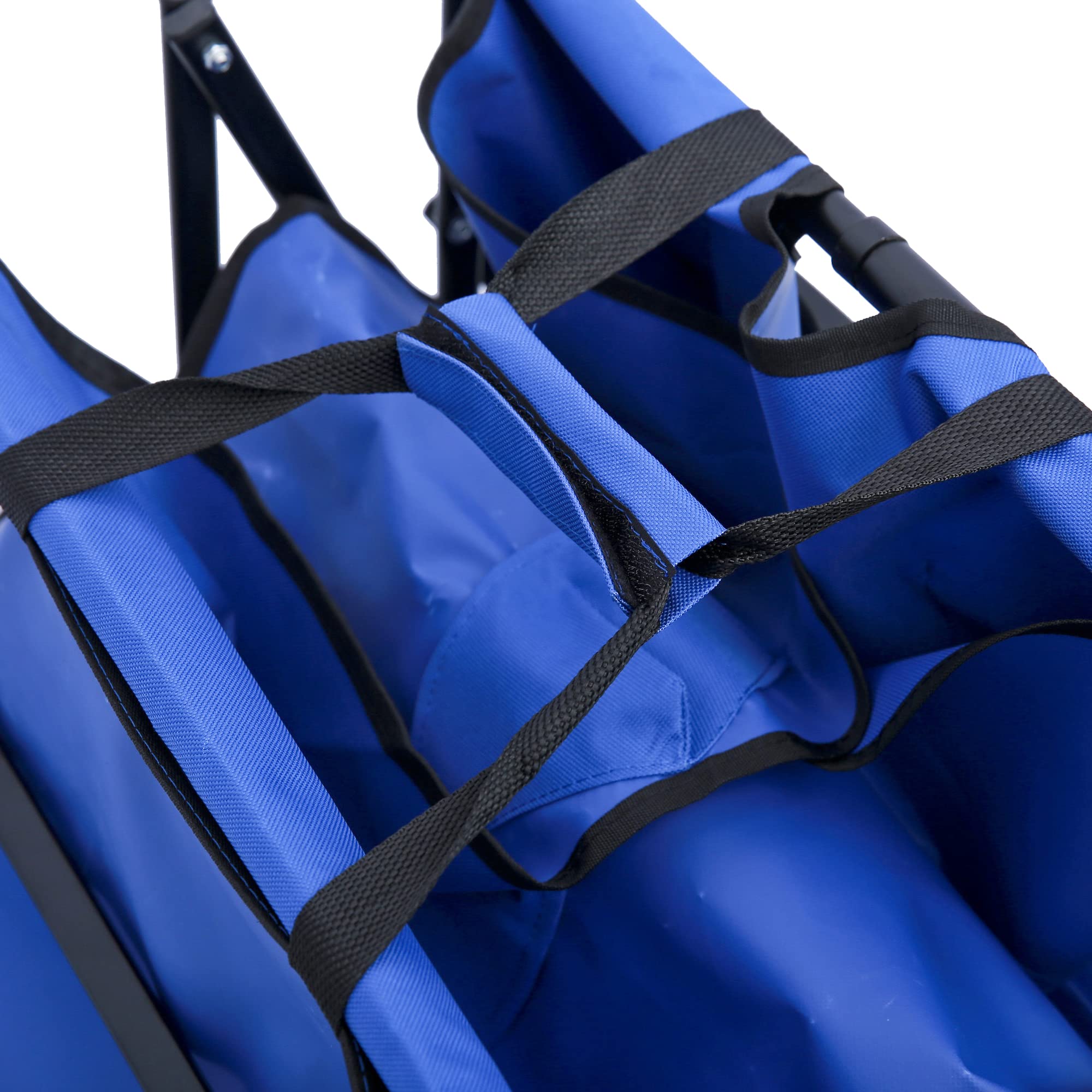Versatile Folding Beach Wagon Cart with Wheels, Cargo Net, and Straps - Heavy Duty, Collapsible, Portable Utility Cart for Shopping, Camping, Gardening, and More (1, Blue + Steel)