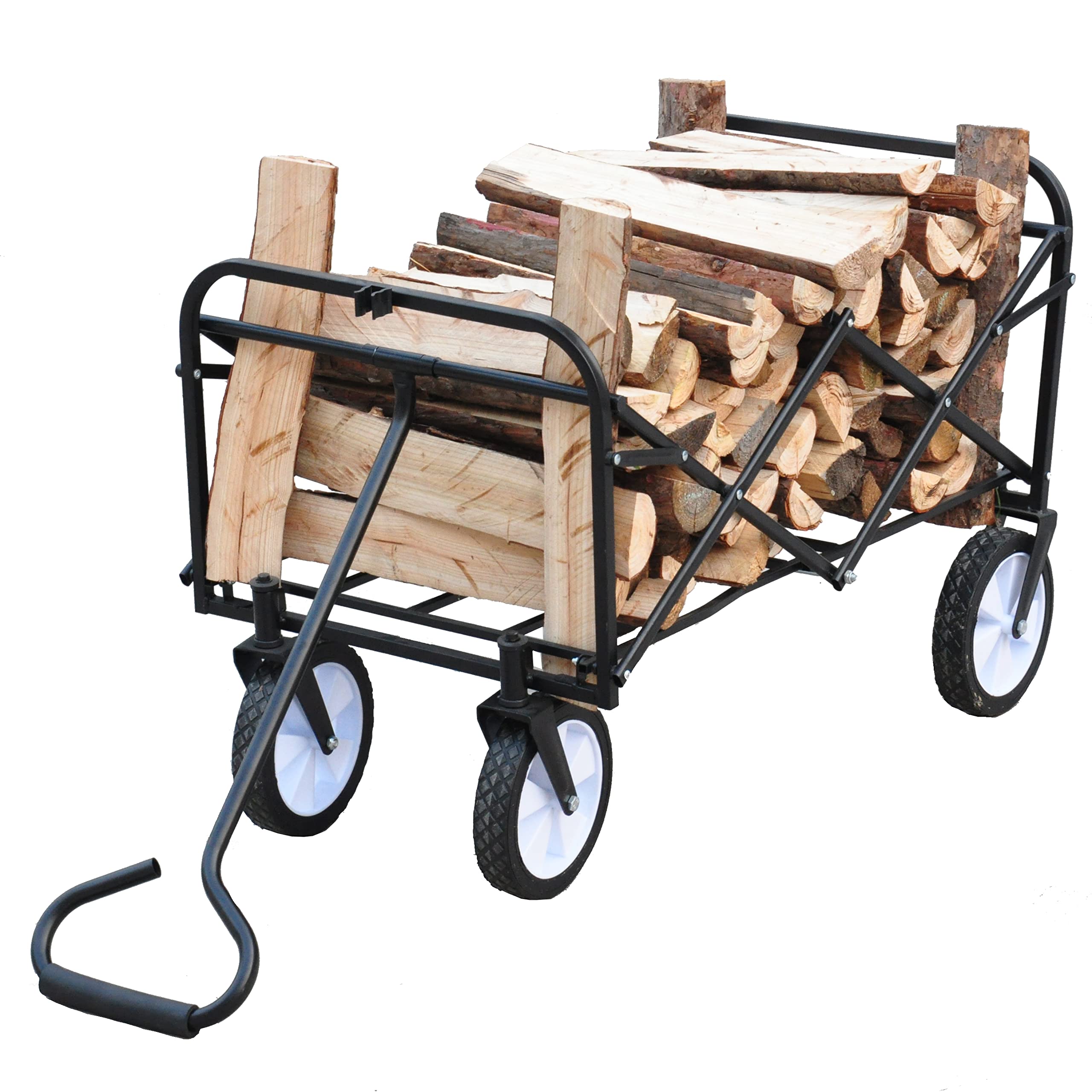 Versatile Folding Beach Wagon Cart with Wheels, Cargo Net, and Straps - Heavy Duty, Collapsible, Portable Utility Cart for Shopping, Camping, Gardening, and More (1, Blue + Steel)