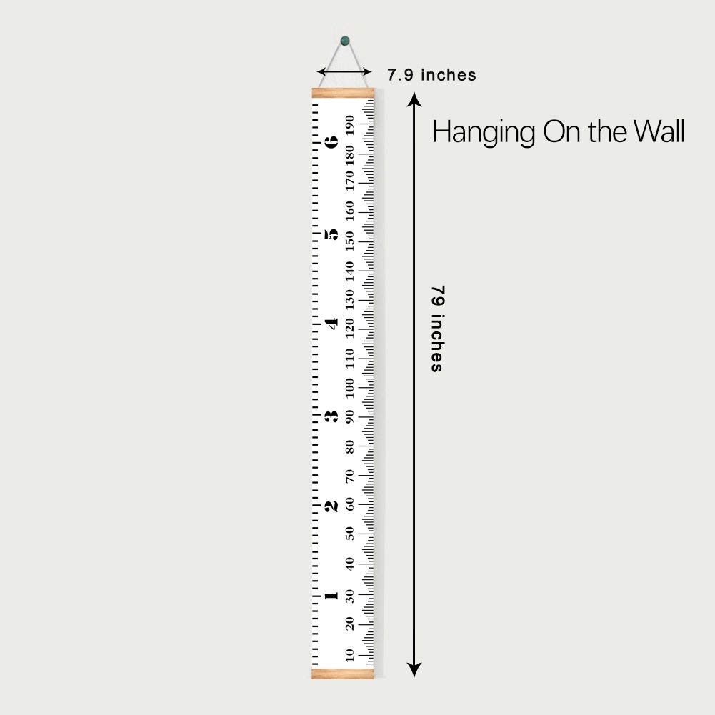 MIBOTE Baby Growth Chart Handing Ruler Wall Decor for Kids, Canvas Removable Growth Height Chart 79" x 7.9"