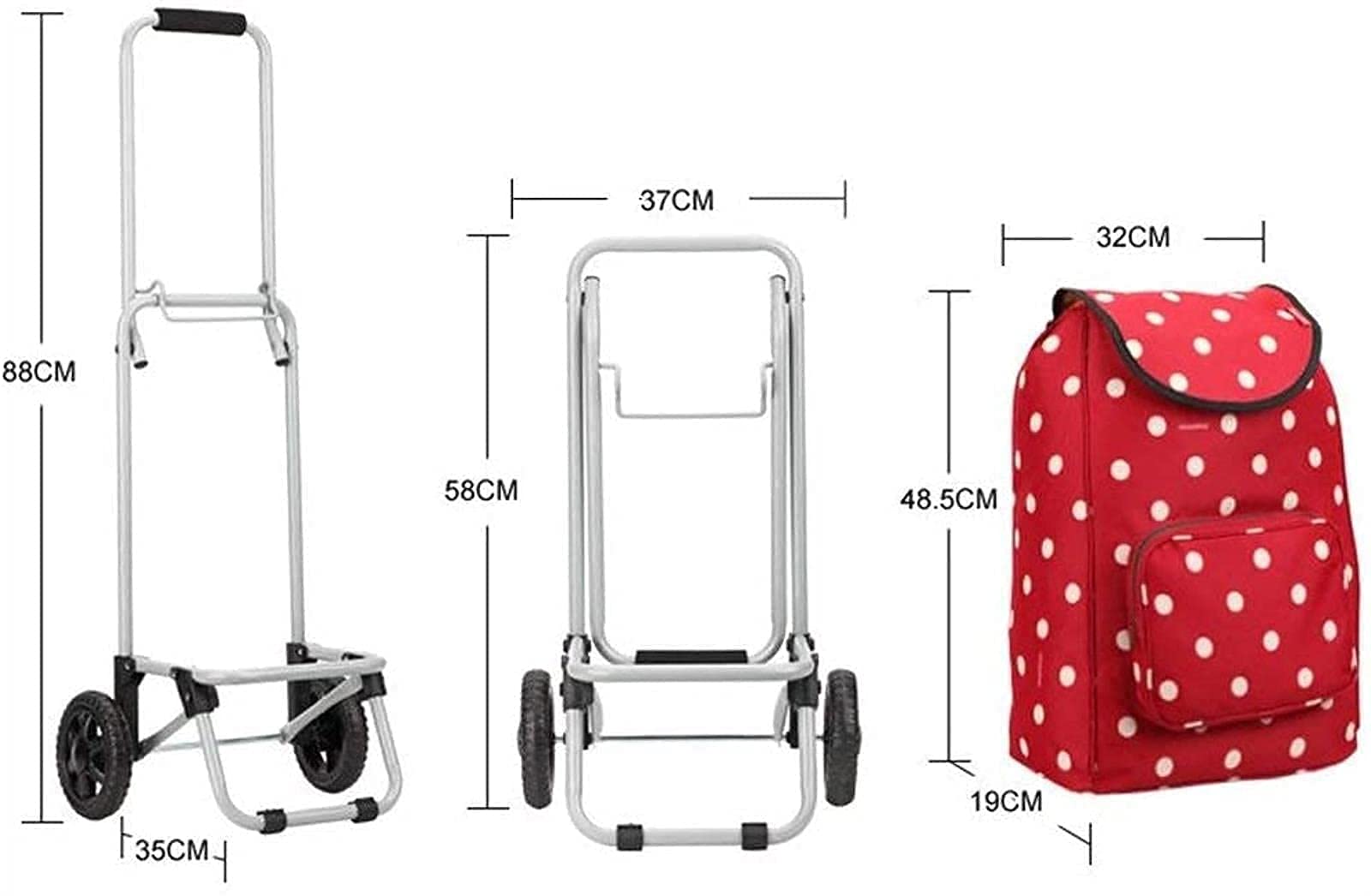 Trolleys Lightweight Collapsible Senior Shopping Trolley Luggage Home Climbing Stairs with 2 Wheels Portable Towing Cart B