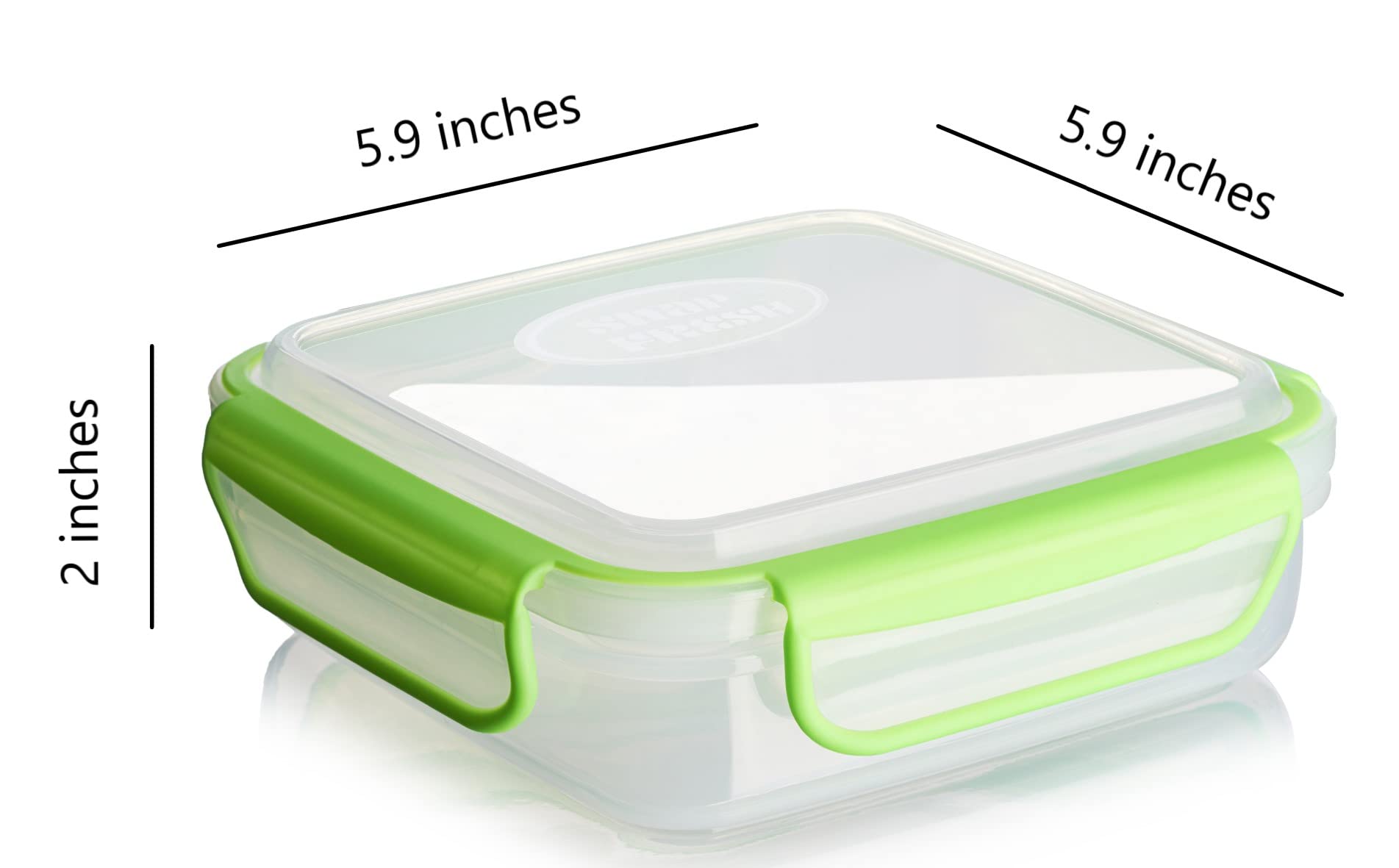 Snap Fresh - 4 Pack of Sandwich Containers (450 ml) - Reusable, BPA Free Plastic, Snap & Lock Shut Lids and Silicone Seal. Great for Fruit, Salad, Lunch Box Snacks and Food Storage; Kids and Adults