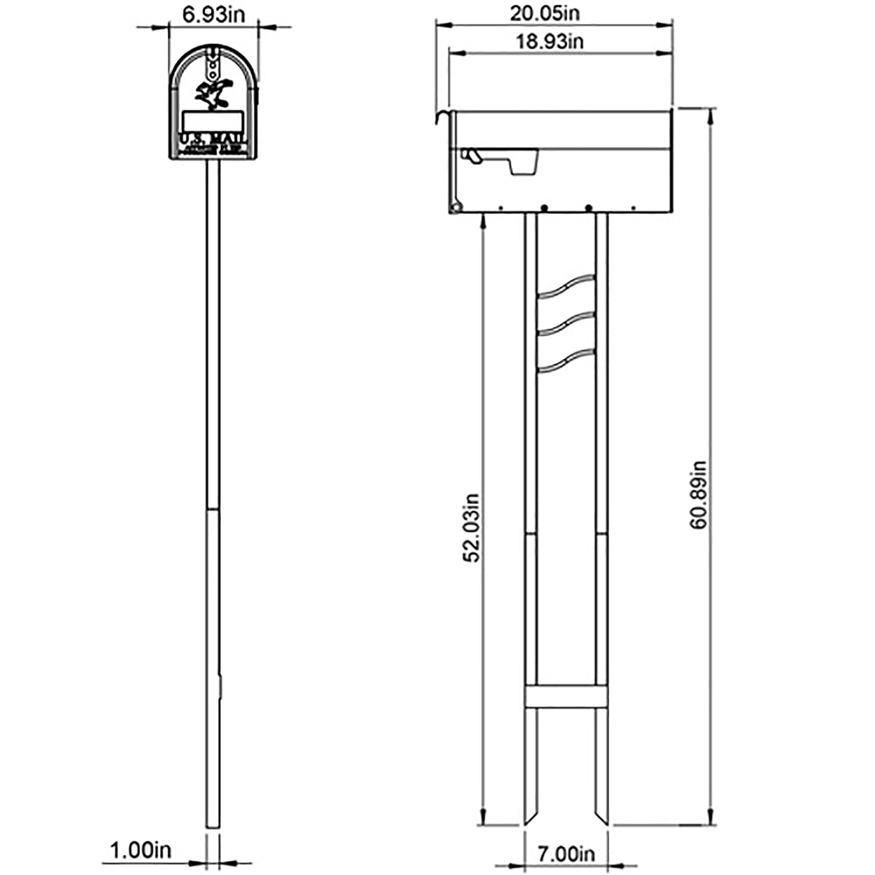 Architectural Mailboxes Mailbox to Go Galvanized Steel Mailbox and Post Kit, MC11KITBAM, Black, Medium Capacity