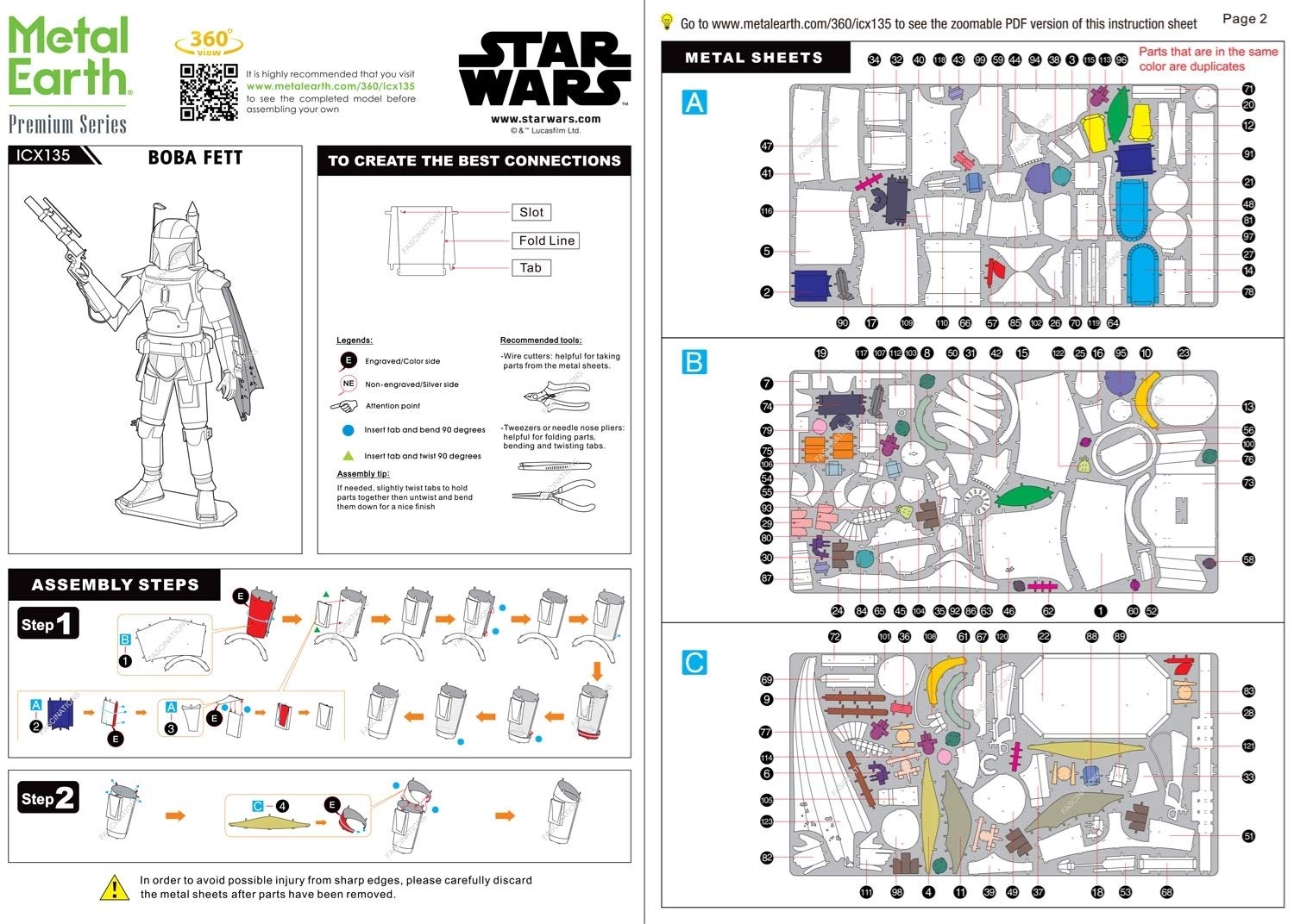 Metal Earth Premium Series Star Wars Boba Fett 3D Metal Model Kit