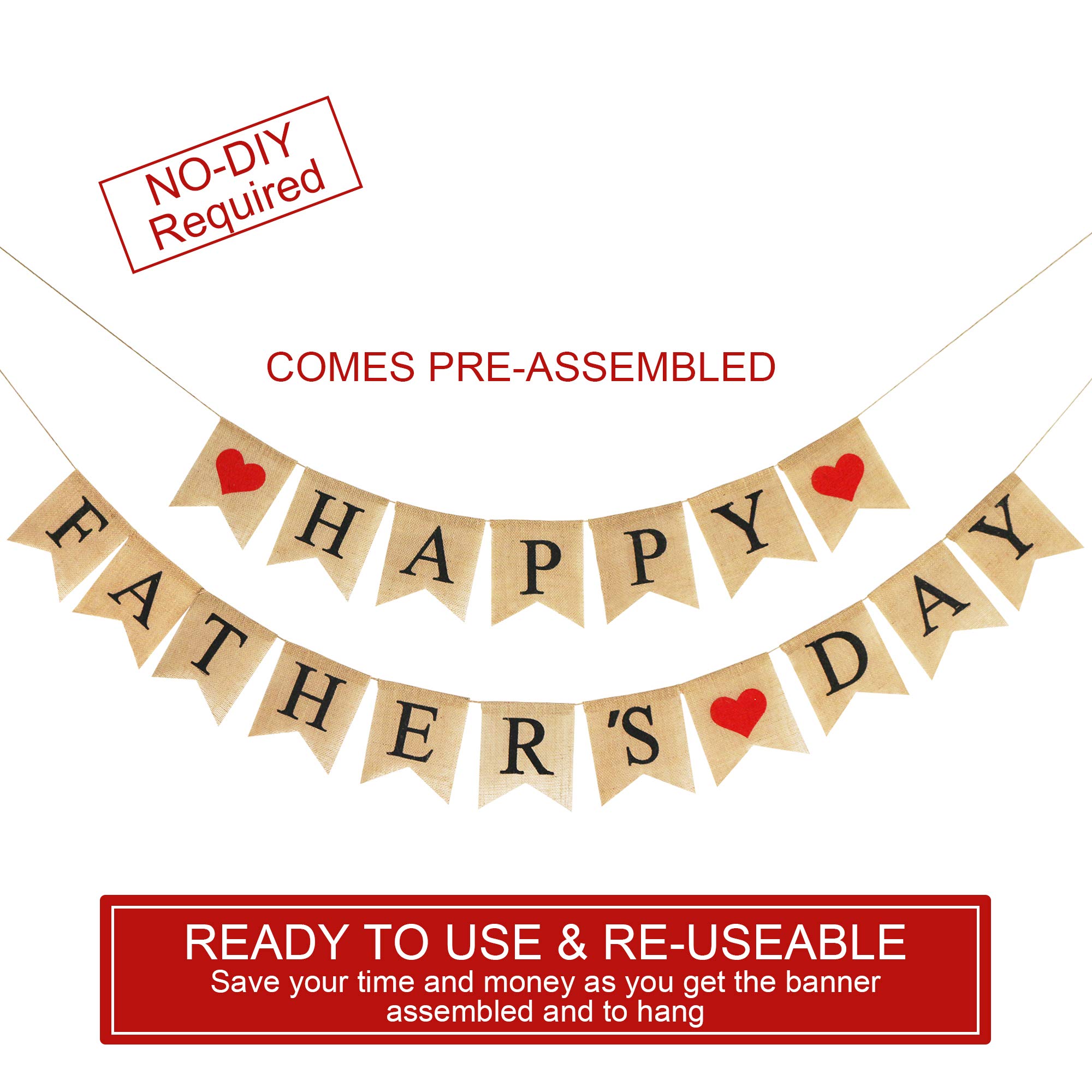 Burlap Happy Fathers Day Banner | Rustic Fathers Day Party Decorations | Fathers Day Family Photo Prop Celebration Gift