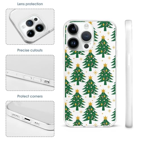 Niapessel Compatible with iPhone 15 Pro Max Case Merry Christmas Tree Print Shockproof Protective Phone Cases Slim Thin Cover TPU for Women Men Boys Girls
