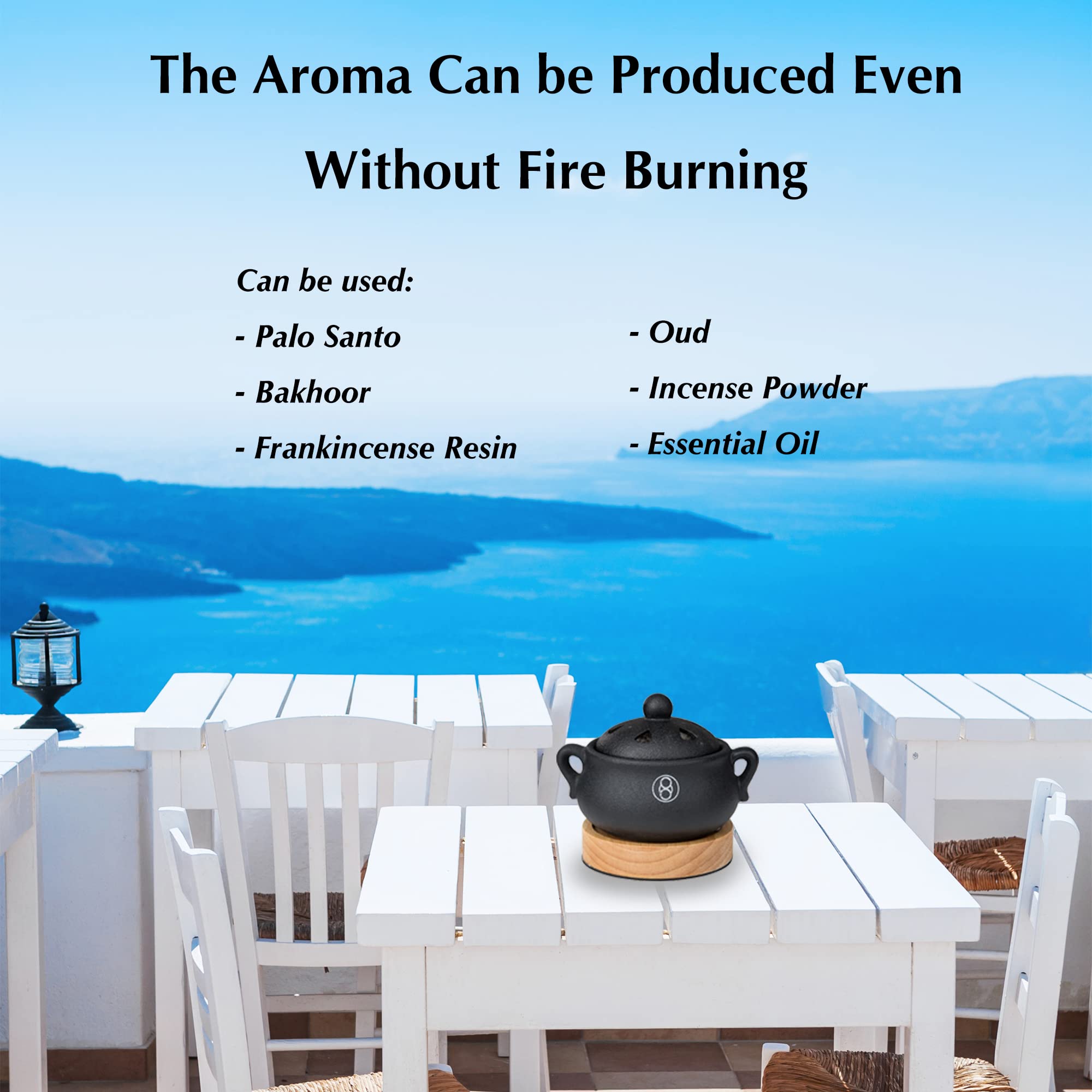 ZhengLong Electric Incense Burner with Timer, Frankincense Resin Burner, Oud Bakhoor Burner, Charcoal Free Quick How-to, Made Easy, No Open Flame, Eliminate Fire Hazards, Safer